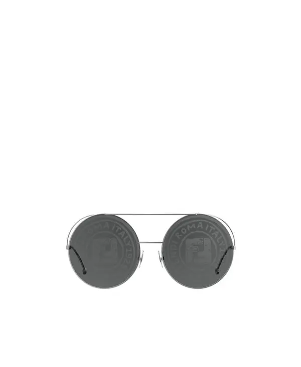 Fendi Round Frame Sunglasses With Logo Detail - Black