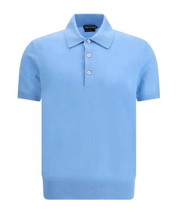 TOM FORD Short Sleeve Polo Shirt - Light Blue