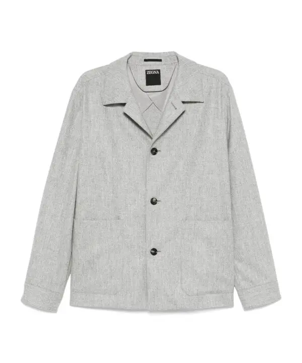 Zegna Button-detailed Straight Hem Jacket - Gray