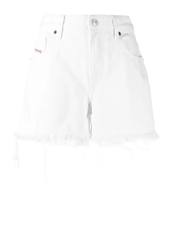 DIESEL® Frayed-hem Denim Shorts - White