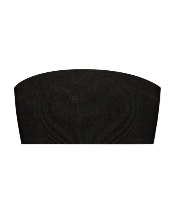 Fabiana Filippi Ribbed Strapless Cropped Bandeau Top - Black
