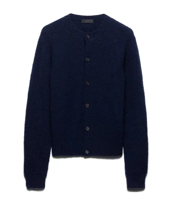 Prada Shetland Crewneck Cardigan - Navy