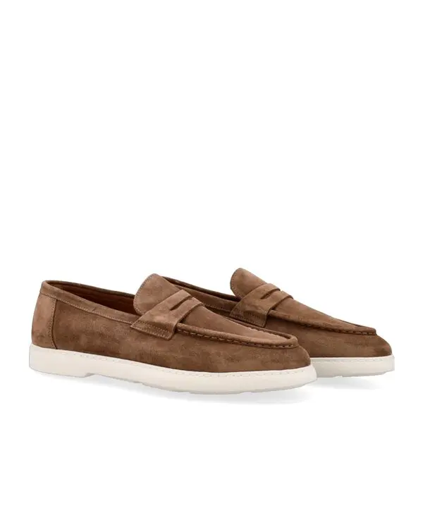 DOUCAL'S Round Toe Loafers - Brown