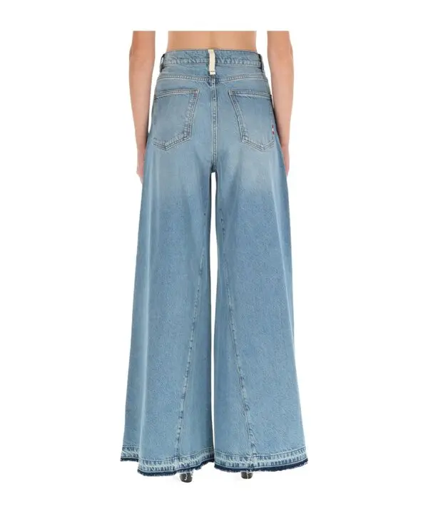 AMISH SUPPLIES Wide-leg Jeans With Frayed Hem - Light Blue