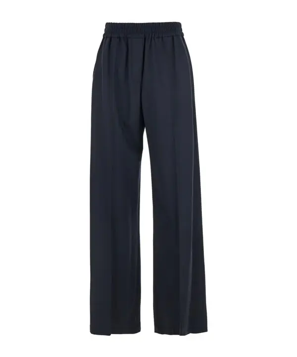 Brunello Cucinelli Wide Leg Elastic Waist Pants With Side Pockets