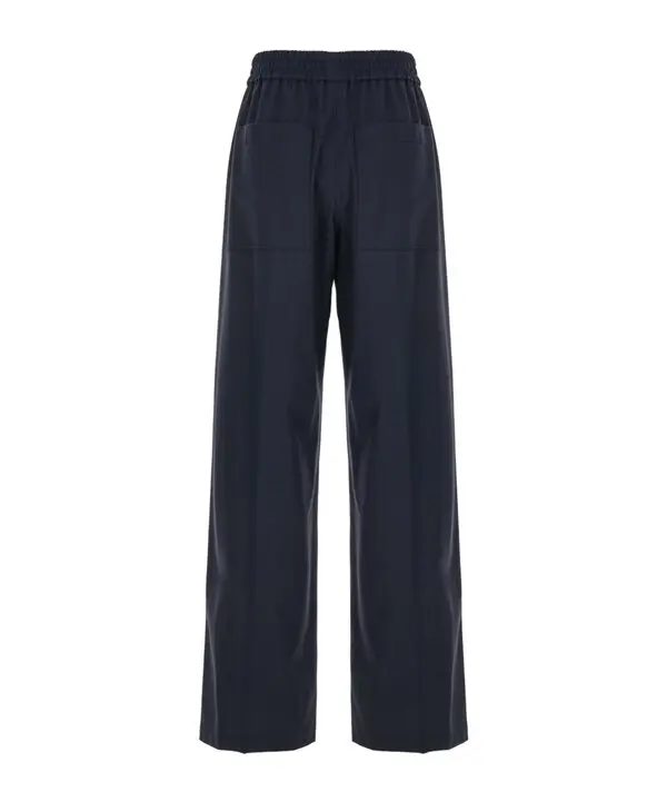 Brunello Cucinelli Wide Leg Elastic Waist Pants With Side Pockets