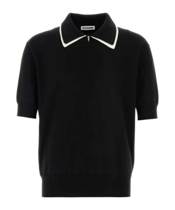 JIL SANDER Contrast Collar Zip Polo Shirt