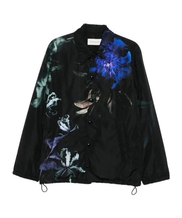 Dries Van Noten Floral Print Drawstring Jacket - Black
