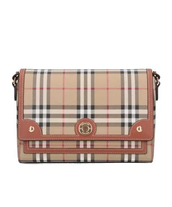 Burberry Check Foldover-top Shoulder Bag - Nude