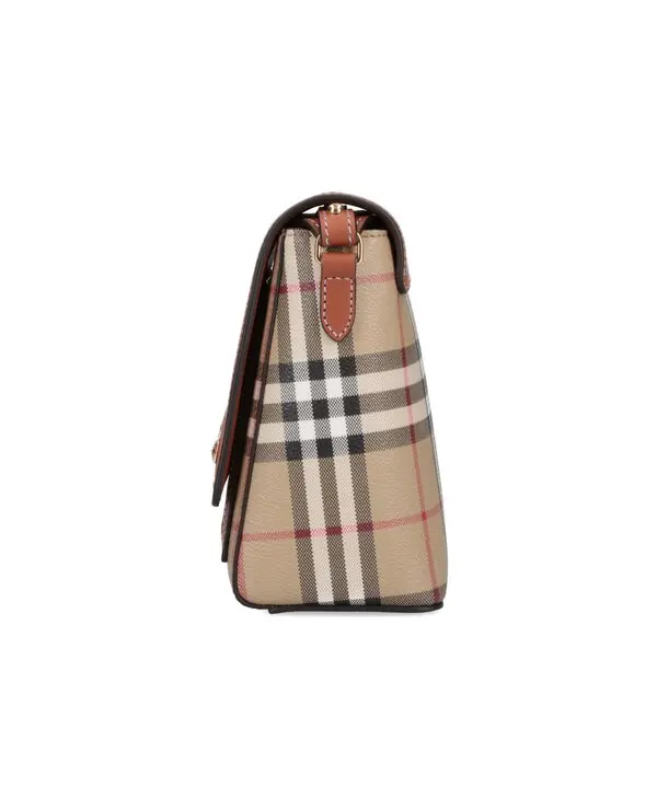 Burberry Check Foldover-top Shoulder Bag - Nude