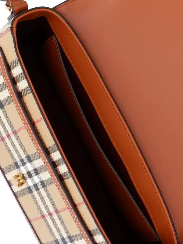 Burberry Check Foldover-top Shoulder Bag - Nude