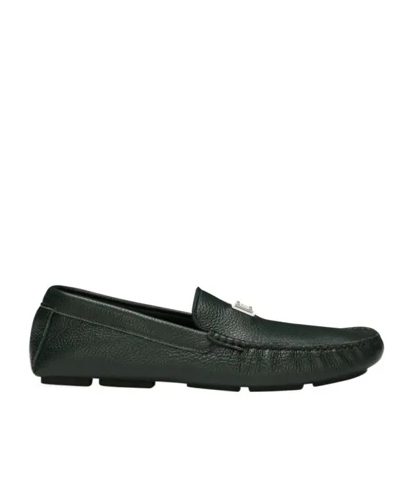 Dolce & Gabbana Logo Plaque Leather Loafers - Black