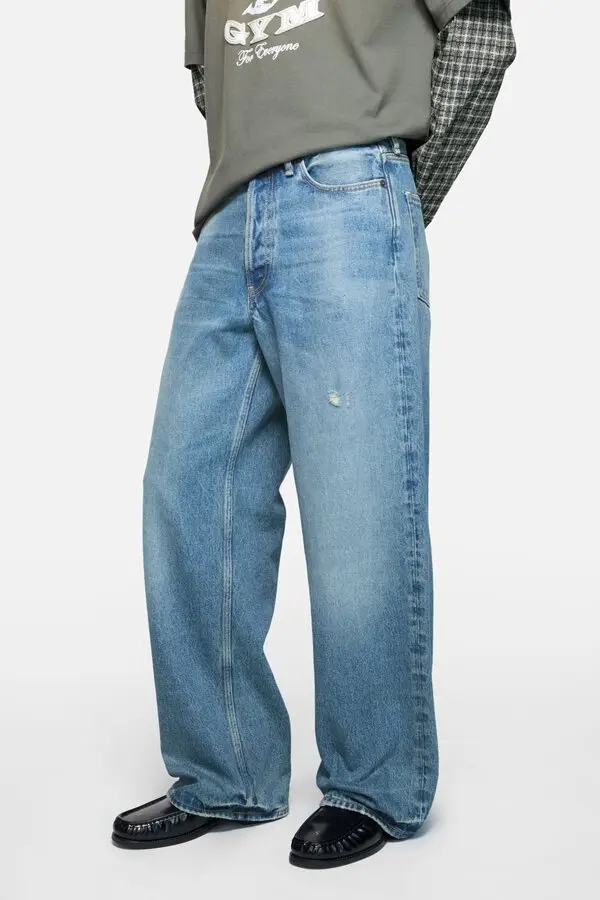 Acne Studios Relaxed Fit Wide Leg Cotton Jeans