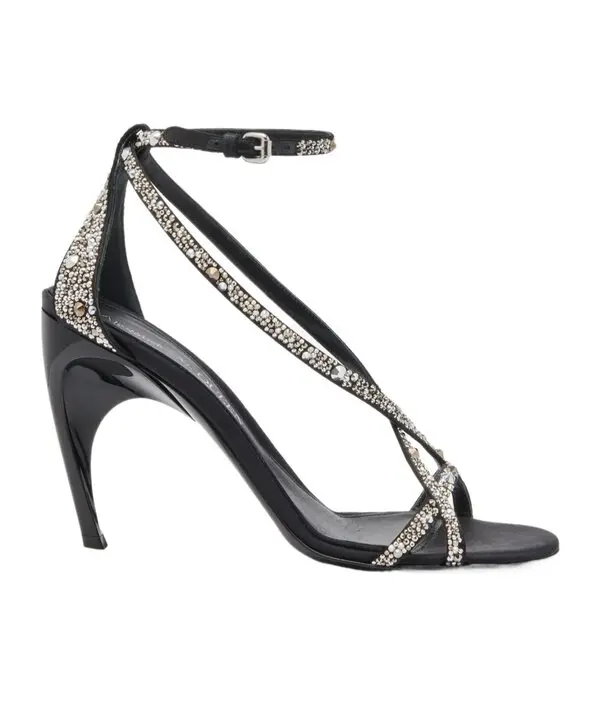 Alexander McQueen Embellished Ankle Strap Heeled Sandals