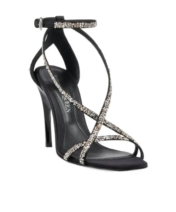 Alexander McQueen Embellished Ankle Strap Heeled Sandals