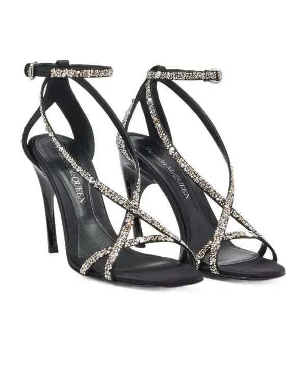 Alexander McQueen Embellished Ankle Strap Heeled Sandals
