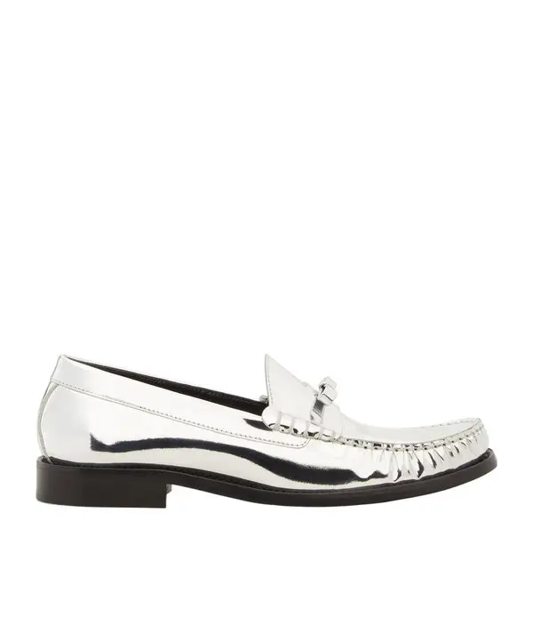 STUART WEITZMAN Lottie Bow Loafers - Silver