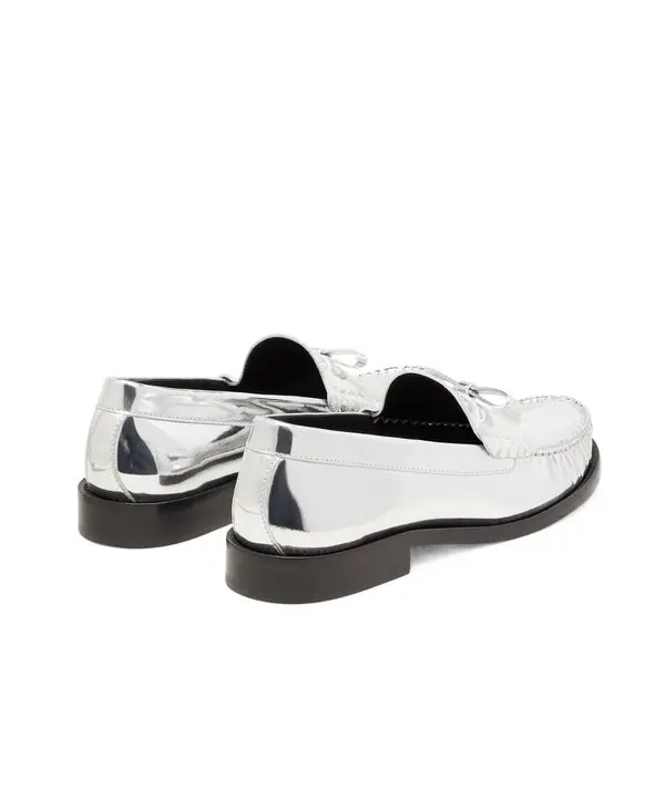 STUART WEITZMAN Lottie Bow Loafers - Silver