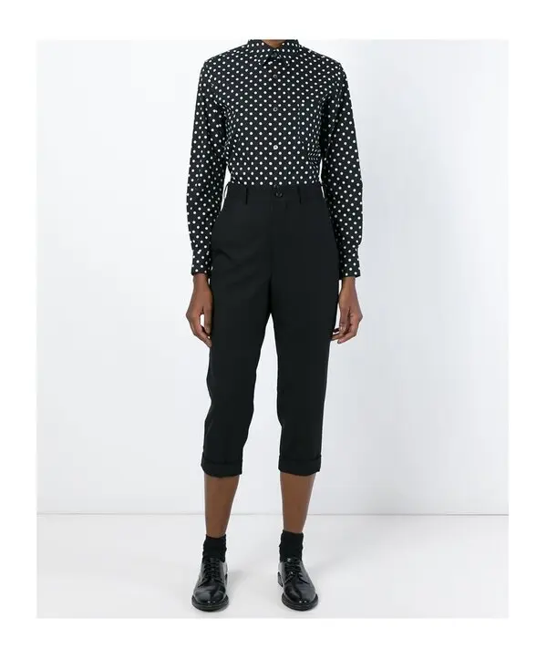 Comme Des Garçons Pinstriped Cropped Trousers