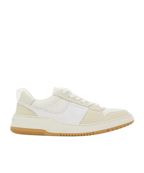 FERRAGAMO Round Toe Low Top Sneakers - White