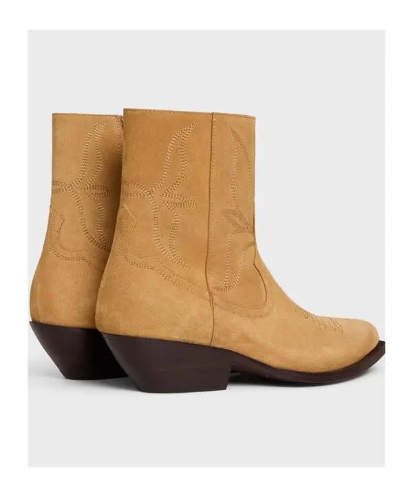 Celine Leon Zipped Boot In Suede Calfskin