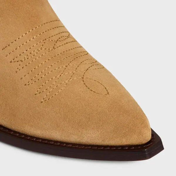 Celine Leon Zipped Boot In Suede Calfskin