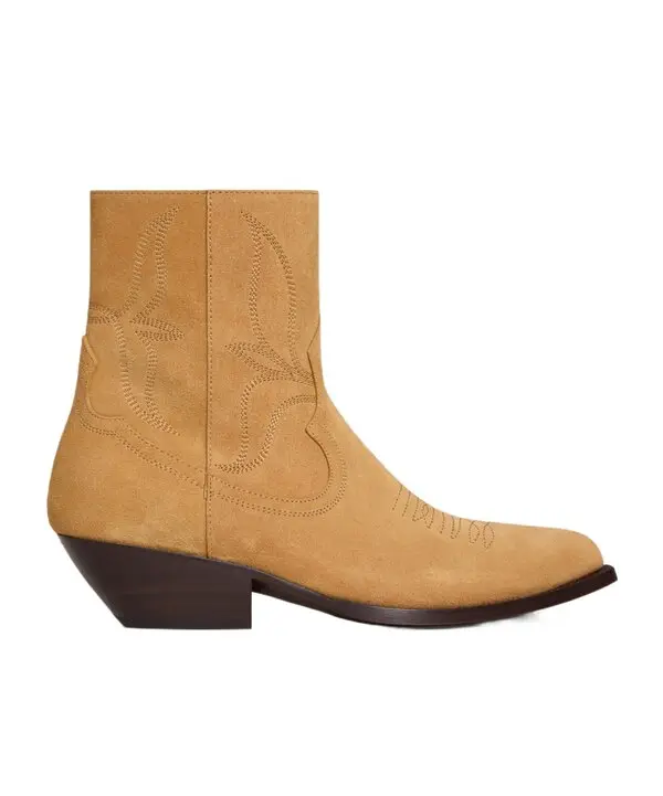 Celine Leon Zipped Boot In Suede Calfskin
