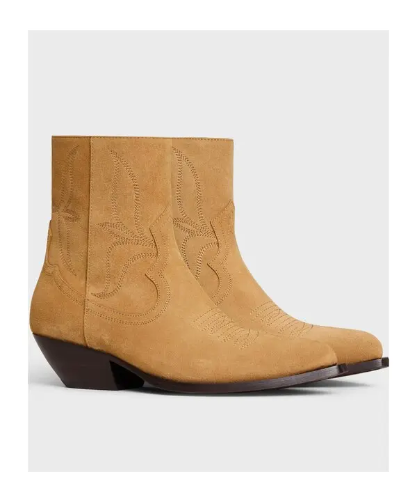 Celine Leon Zipped Boot In Suede Calfskin