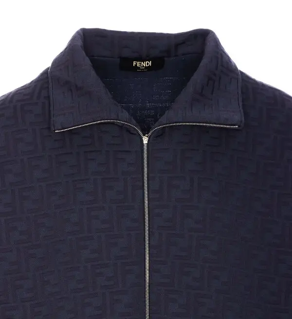Fendi Monogram Printed Zipped Sweatshirt - Black