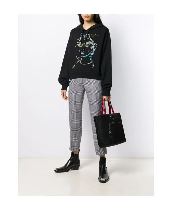Off-White Logo Character Printed Hooded Hoodie - Black