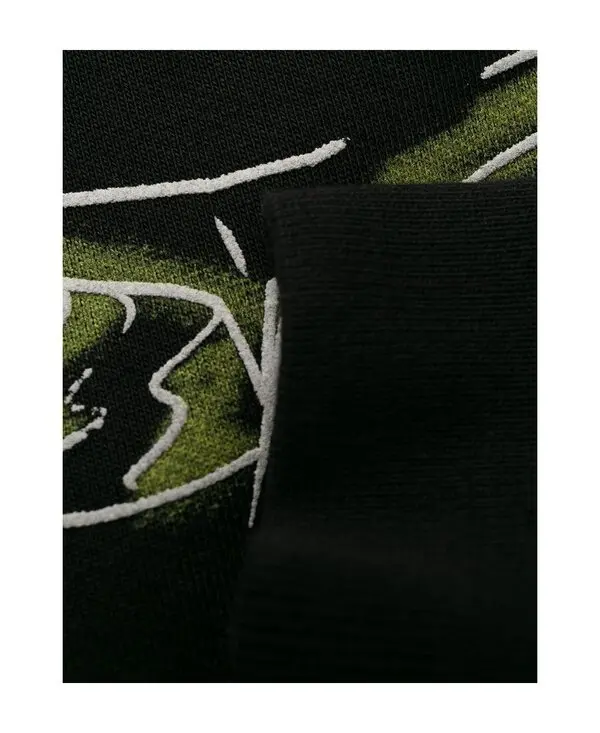 Off-White Logo Character Printed Hooded Hoodie - Black