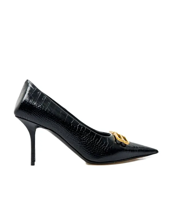 Balenciaga Bb Logo Plaque Pointed Toe Pumps - Black