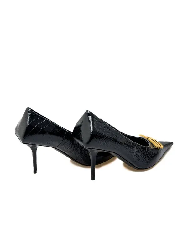 Balenciaga Bb Logo Plaque Pointed Toe Pumps - Black