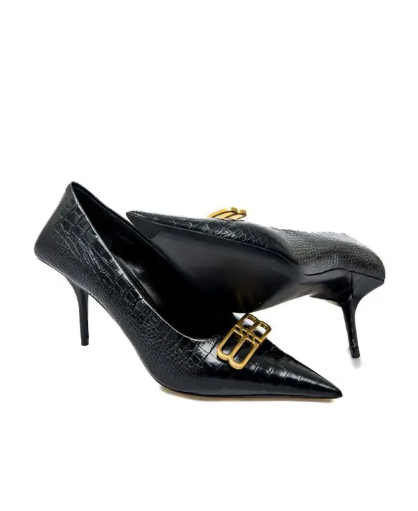 Balenciaga Bb Logo Plaque Pointed Toe Pumps - Black