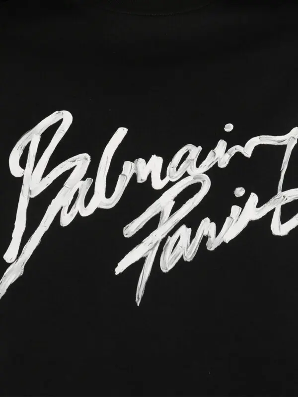 Balmain Graphic Printed Cropped T-shirt