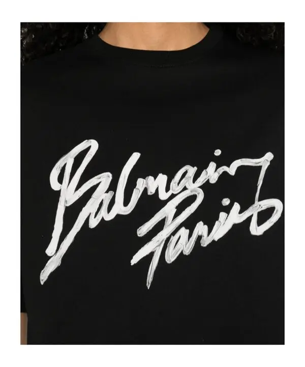 Balmain Graphic Printed Cropped T-shirt