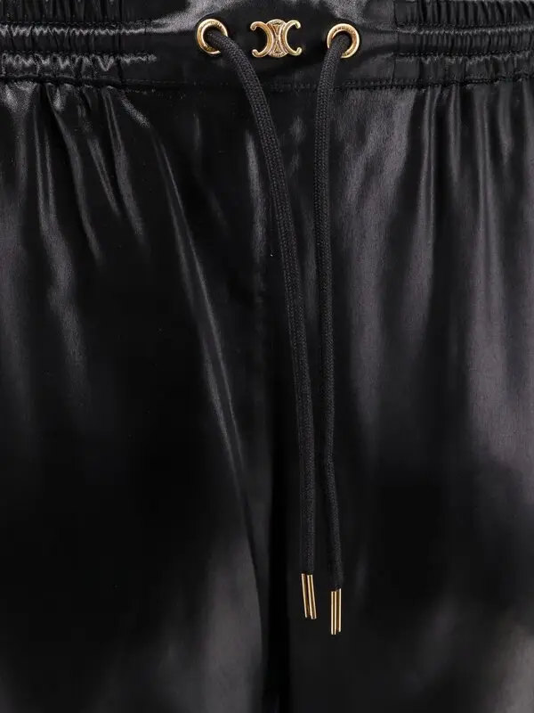 Celine Triomphe Flowing Satin Jogging Pants