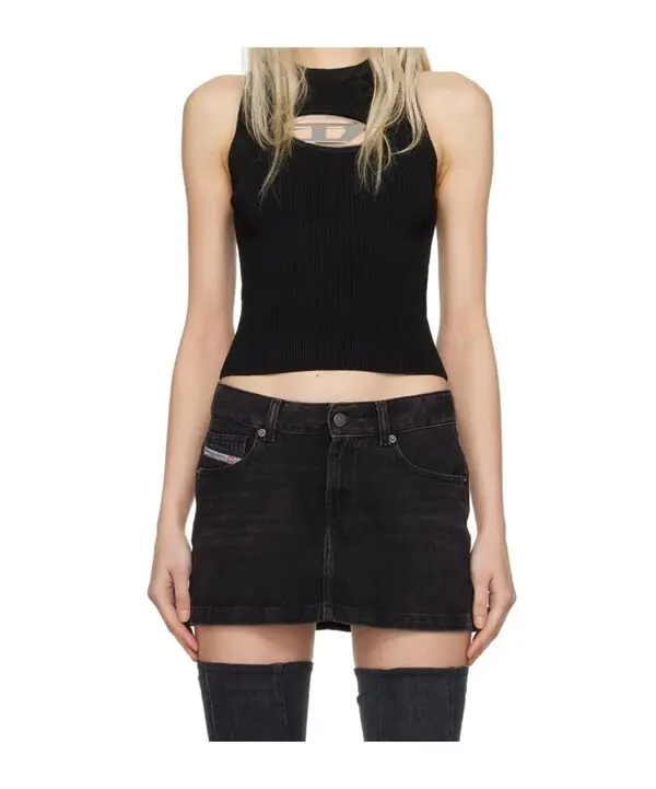 DIESEL® Logo Plaque Cut-out Knitted Top