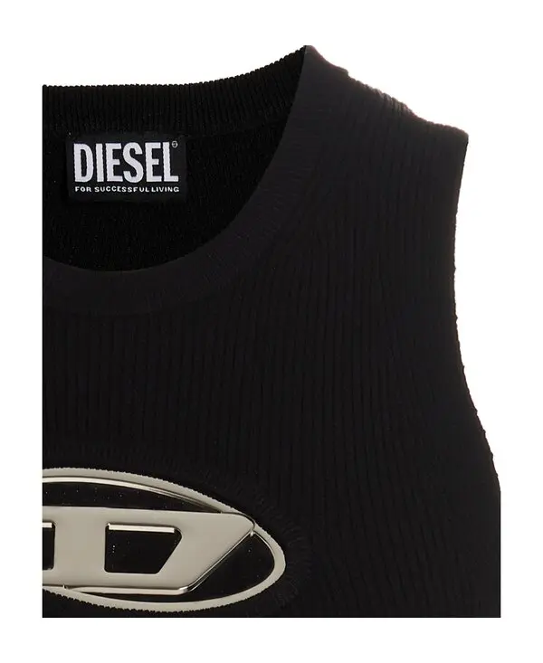 DIESEL® Logo Plaque Cut-out Knitted Top