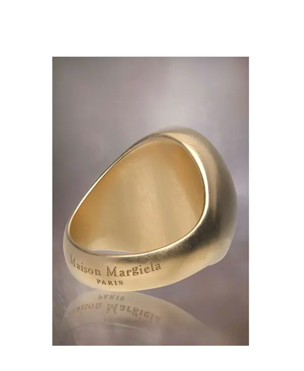 MAISON MARGIELA Logo-engraved Brushed Finish Signet Ring - Yellow