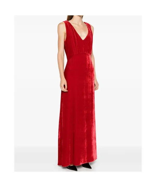 P.a.r.o.s.h Velvet V-neck Sleeveless Maxi Dress