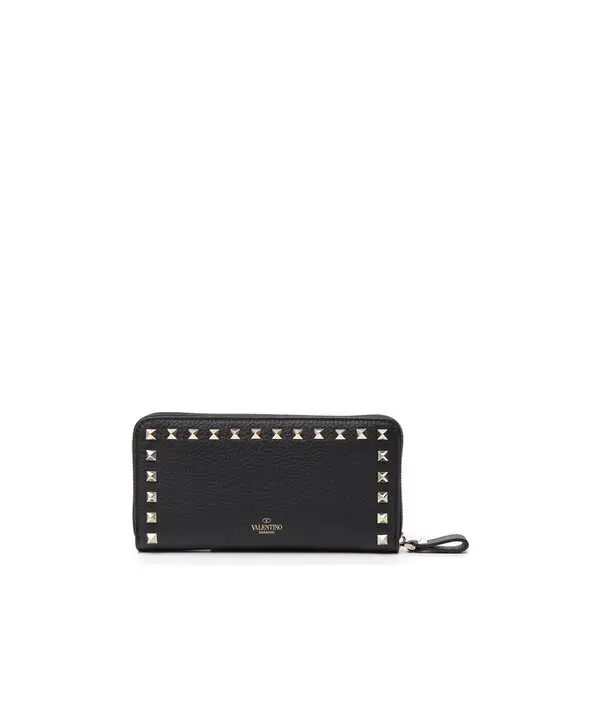 Valentino Garavani Rockstud Zip-up Wallet - Black