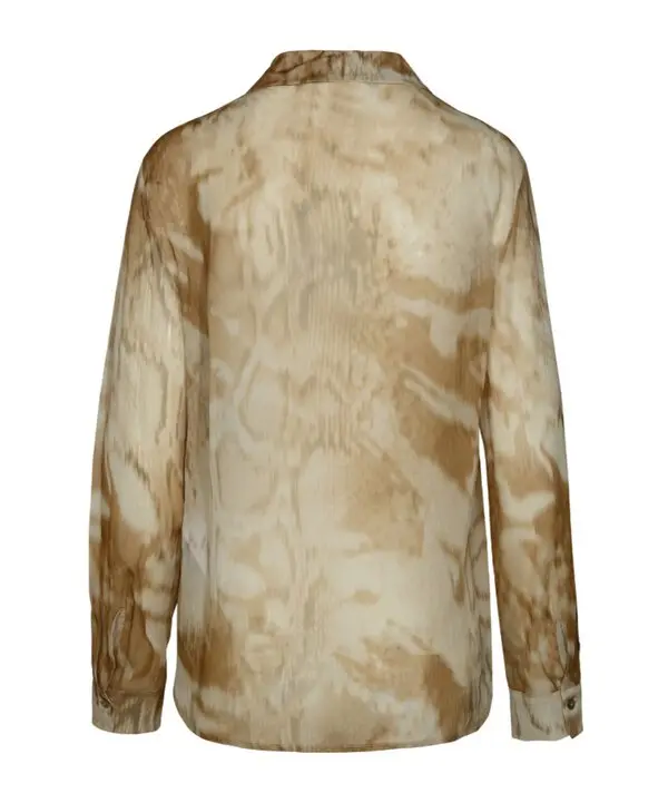 Blumarine Long-sleeved Lapel Shirt With Full-body Pattern - No