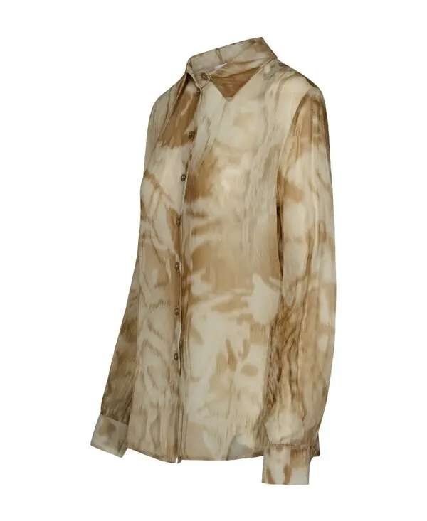 Blumarine Long-sleeved Lapel Shirt With Full-body Pattern - Nude