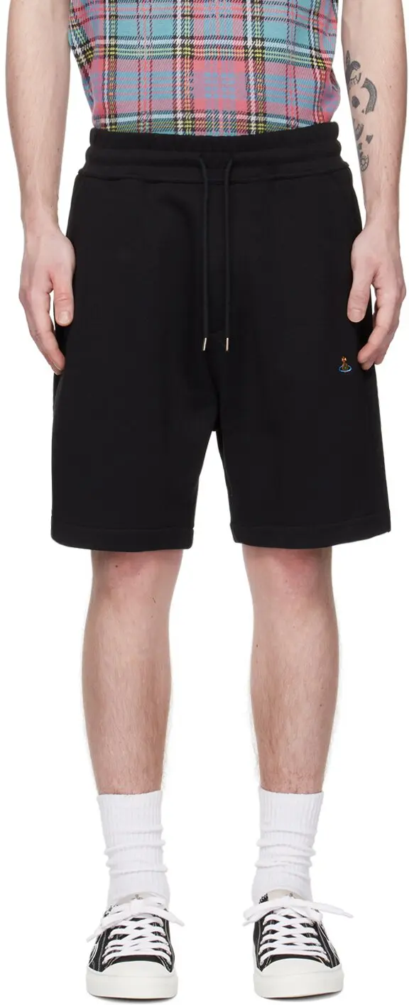 VIVIENNE WESTWOOD Embroidered Orb Cotton Shorts - Black