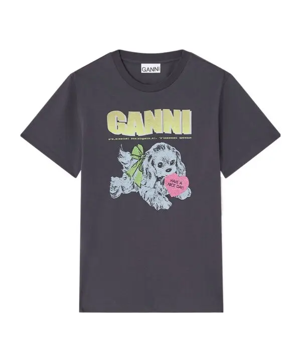 GANNI Puppy T-shirt - Black