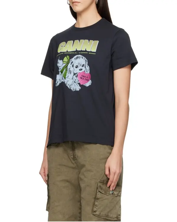 GANNI Graphic T-shirt - Black