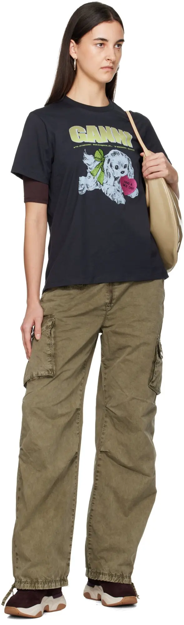 GANNI Graphic T-shirt - Black