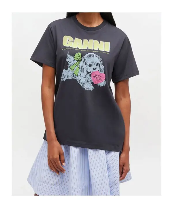 GANNI Graphic T-shirt - Black