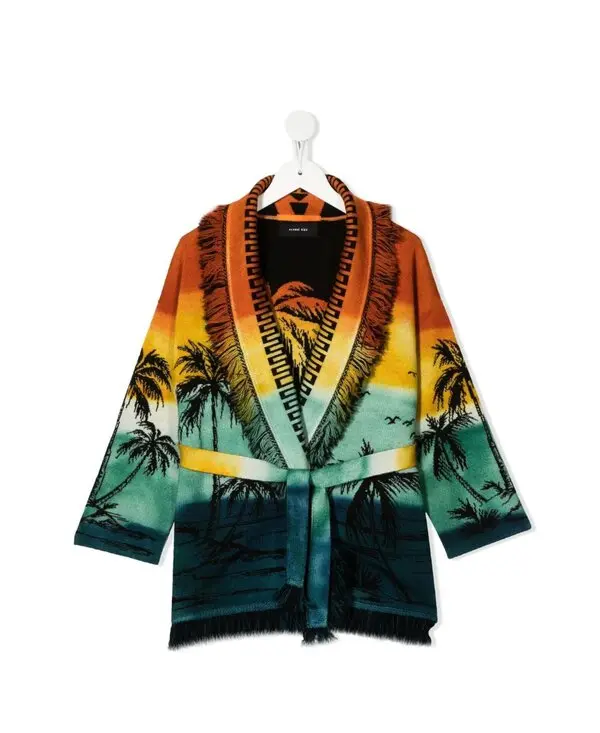 Alanui Palm Tree Printed Cardigan - Black